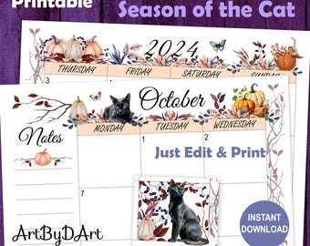 EDITABLE Floral Theme Printable Monthly Calendar for A5, US Letter, and ...