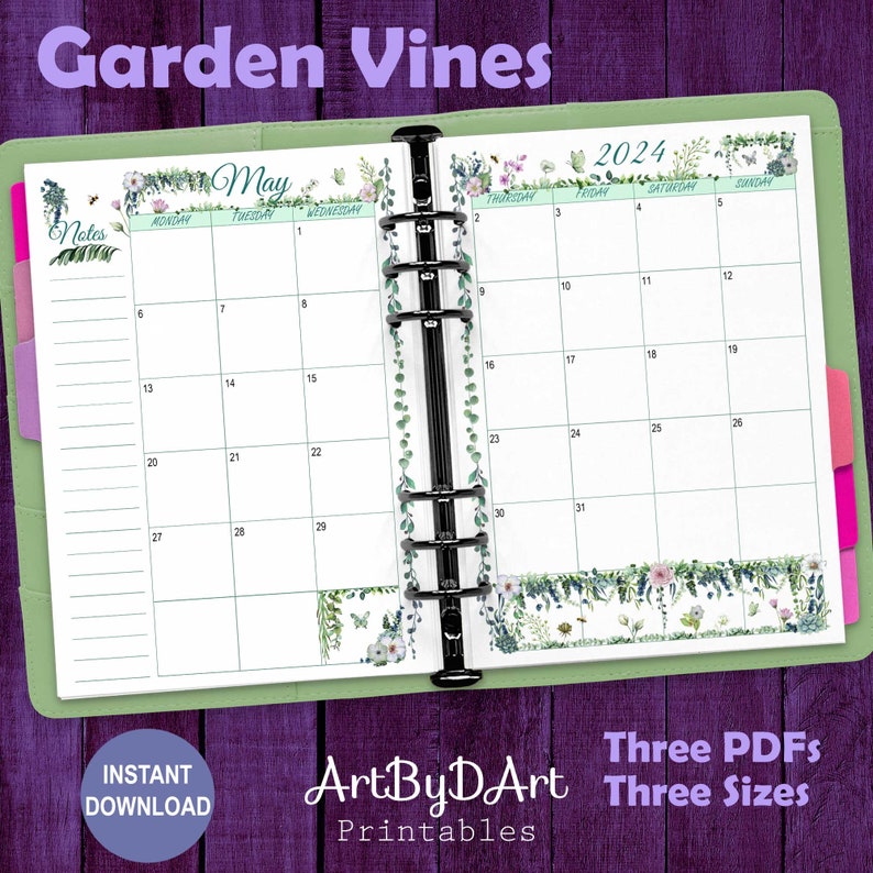 EDITABLE Plant Theme Printable Monthly Calendar for A5, US Letter, and ...