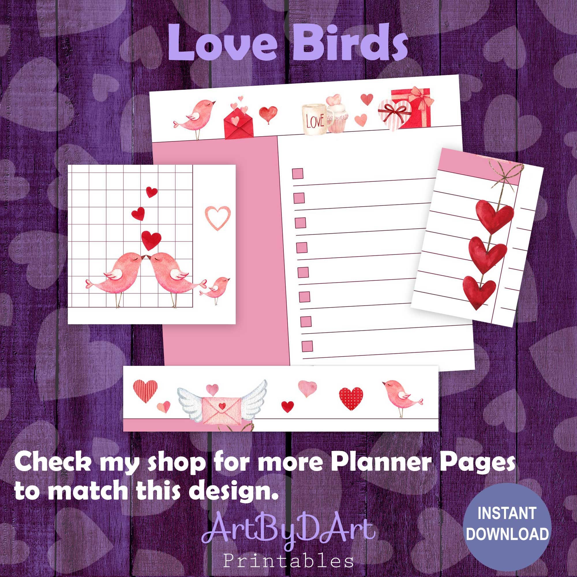 EDITABLE Valentine Theme Printable Weekly Dashboard for A5, US Letter ...