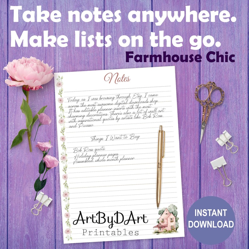 EDITABLE A5 Planner Printable Notes Pages for A5 Planner Binders ...
