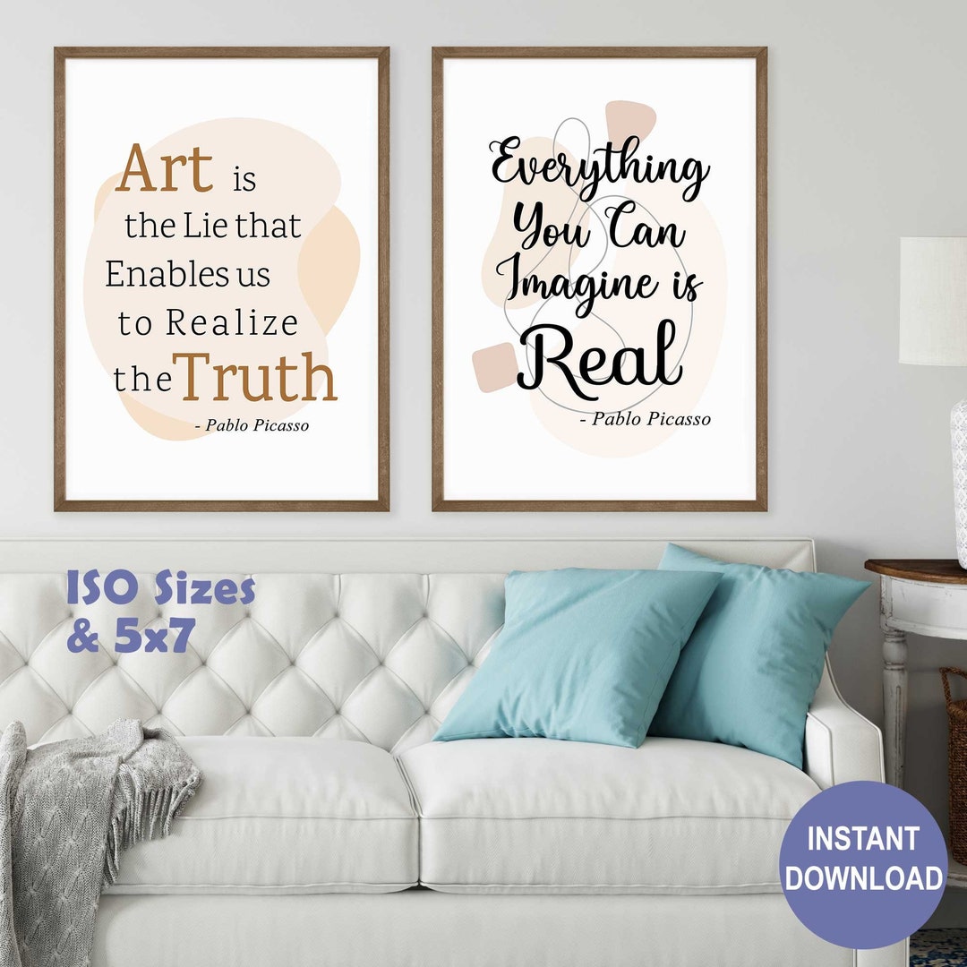 Set of 2 Printable Picasso Quotes on Art & Imagination, Includes ...