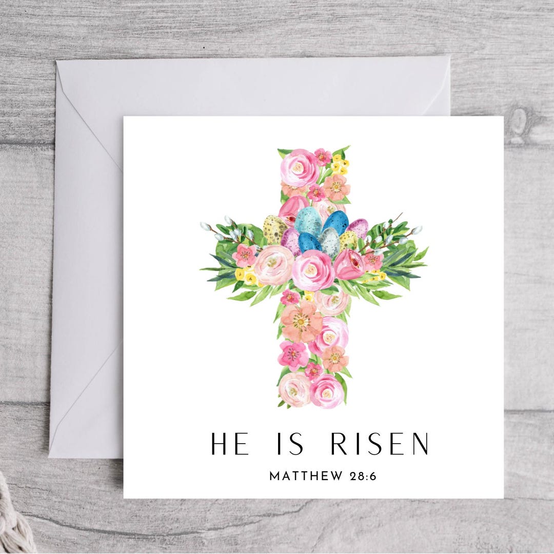 Christian Catholic Easter Card With Bible Verse and Cross | Religious ...