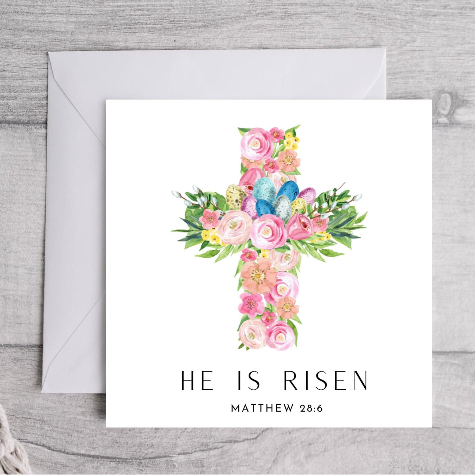 Christian Catholic Easter Card With Bible Verse and Cross | Religious ...