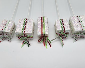 7 Iridescent Christmas Present Pick X3 White Holiday - Etsy