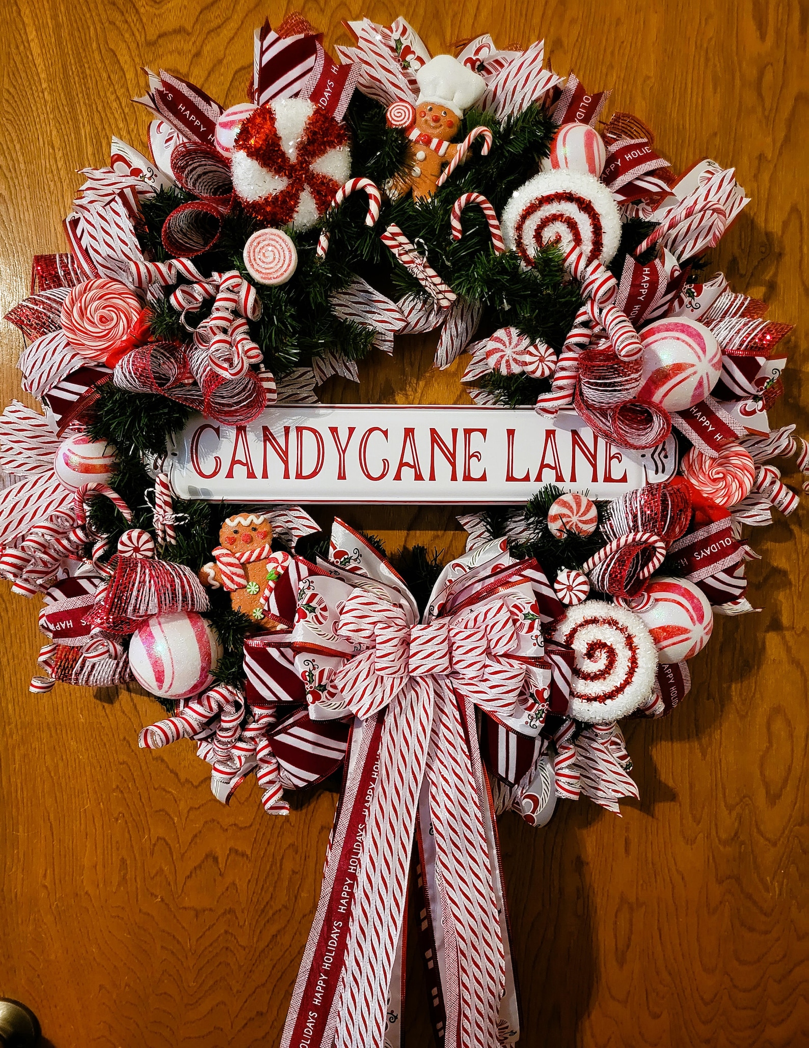 Christmas, Holiday, Candy Cane Wreath for Front Door, Porch or Indoors ...