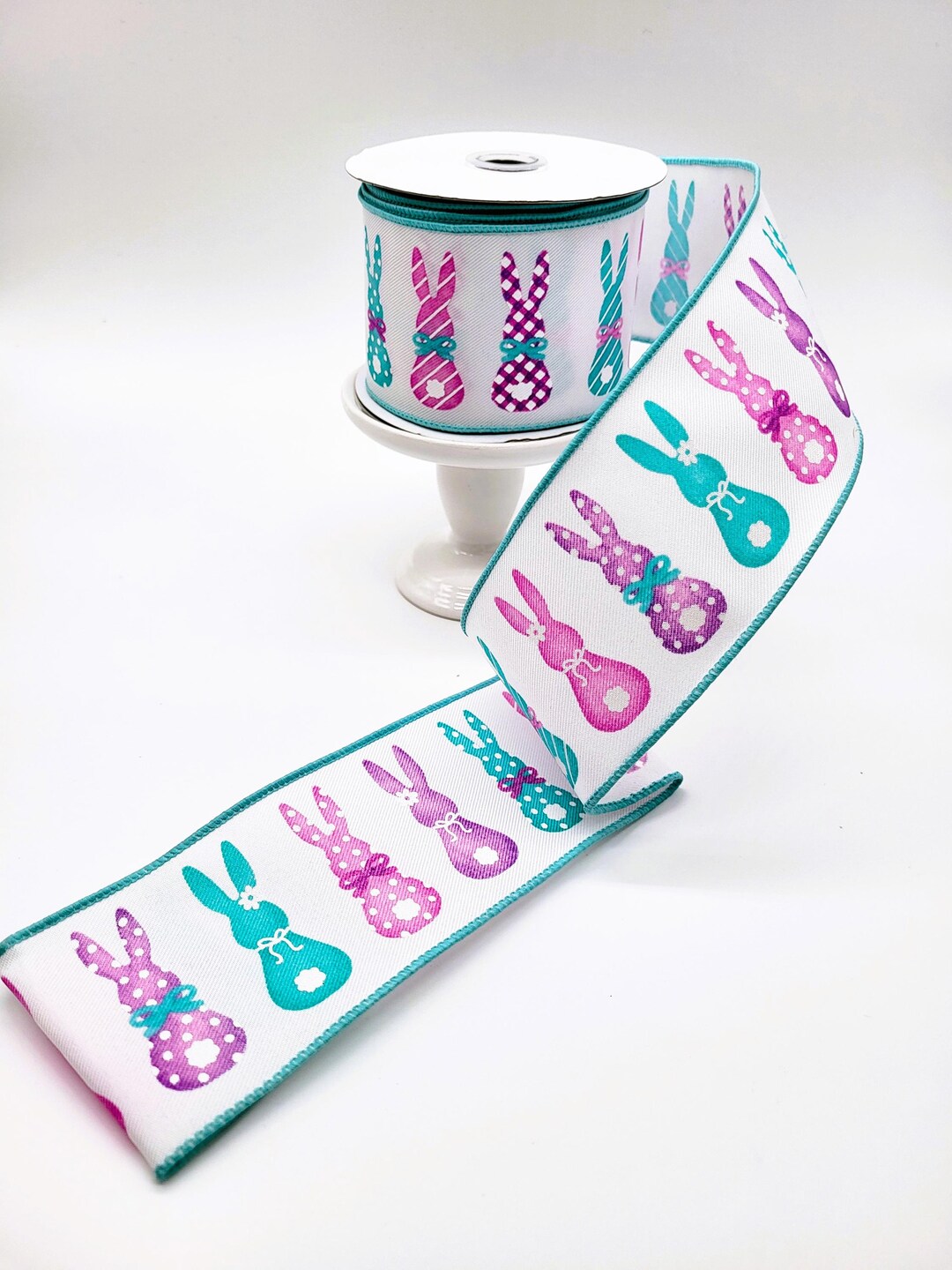 Ribbon, Bunny Silhouettes Wired Ribbon: White (10 Yards), Easter ...