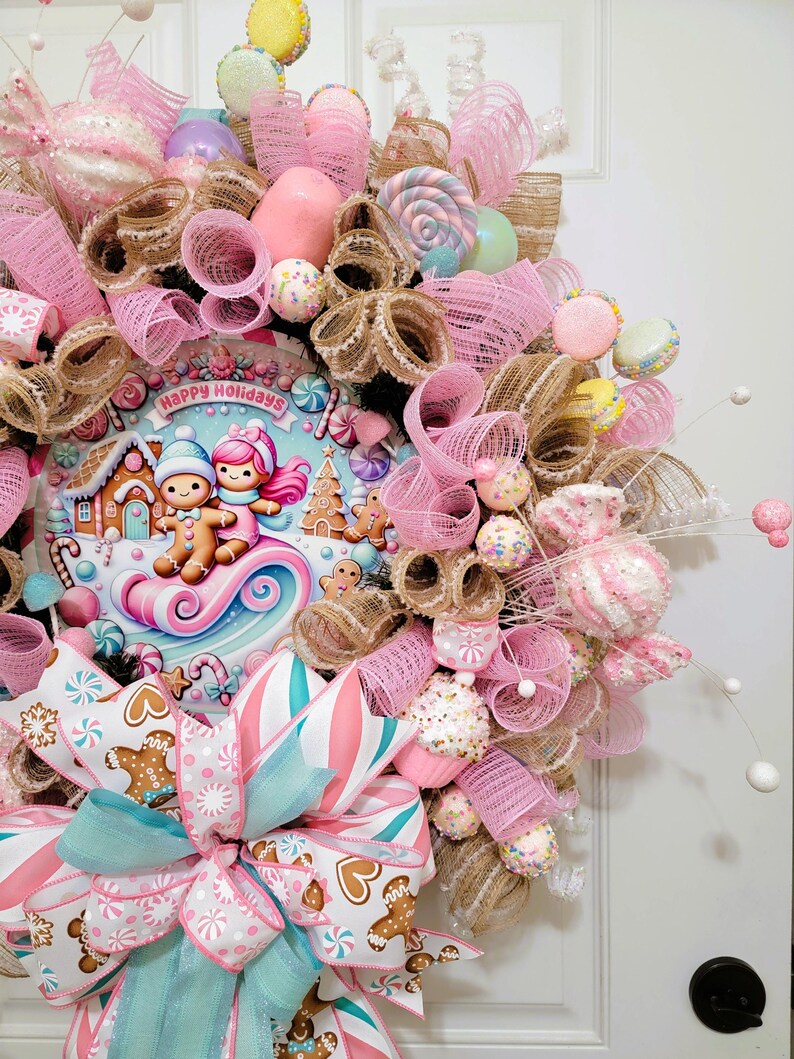 Candyland Christmas Wreath/ Pastel Colors /candy Christmas Wreath ...