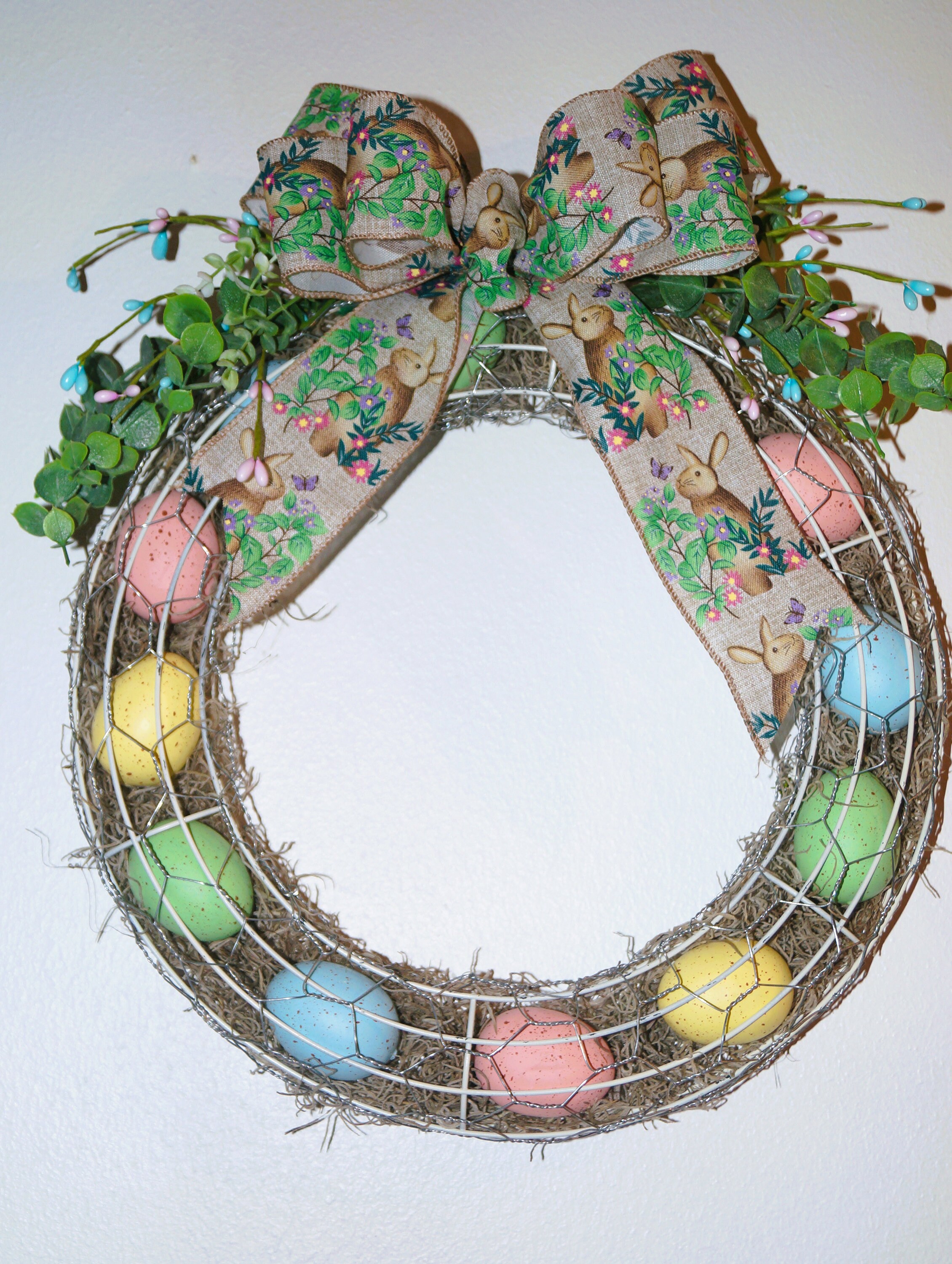 Easter, Kitchen Decor, Farmhouse Decoration, Wreath With Easter Eggs ...