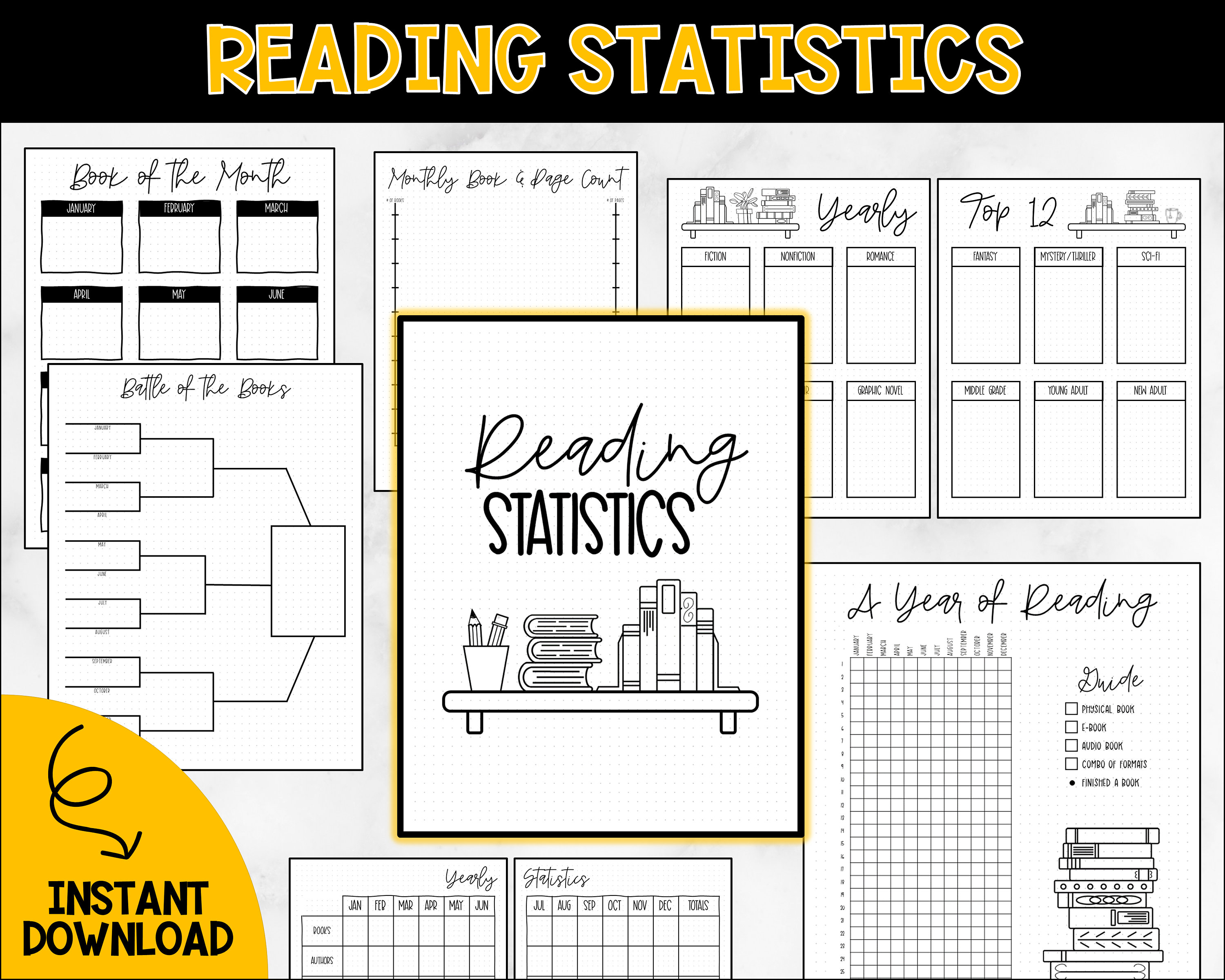 Reading Statistics Pages for Reading Journal // Printable, Download ...