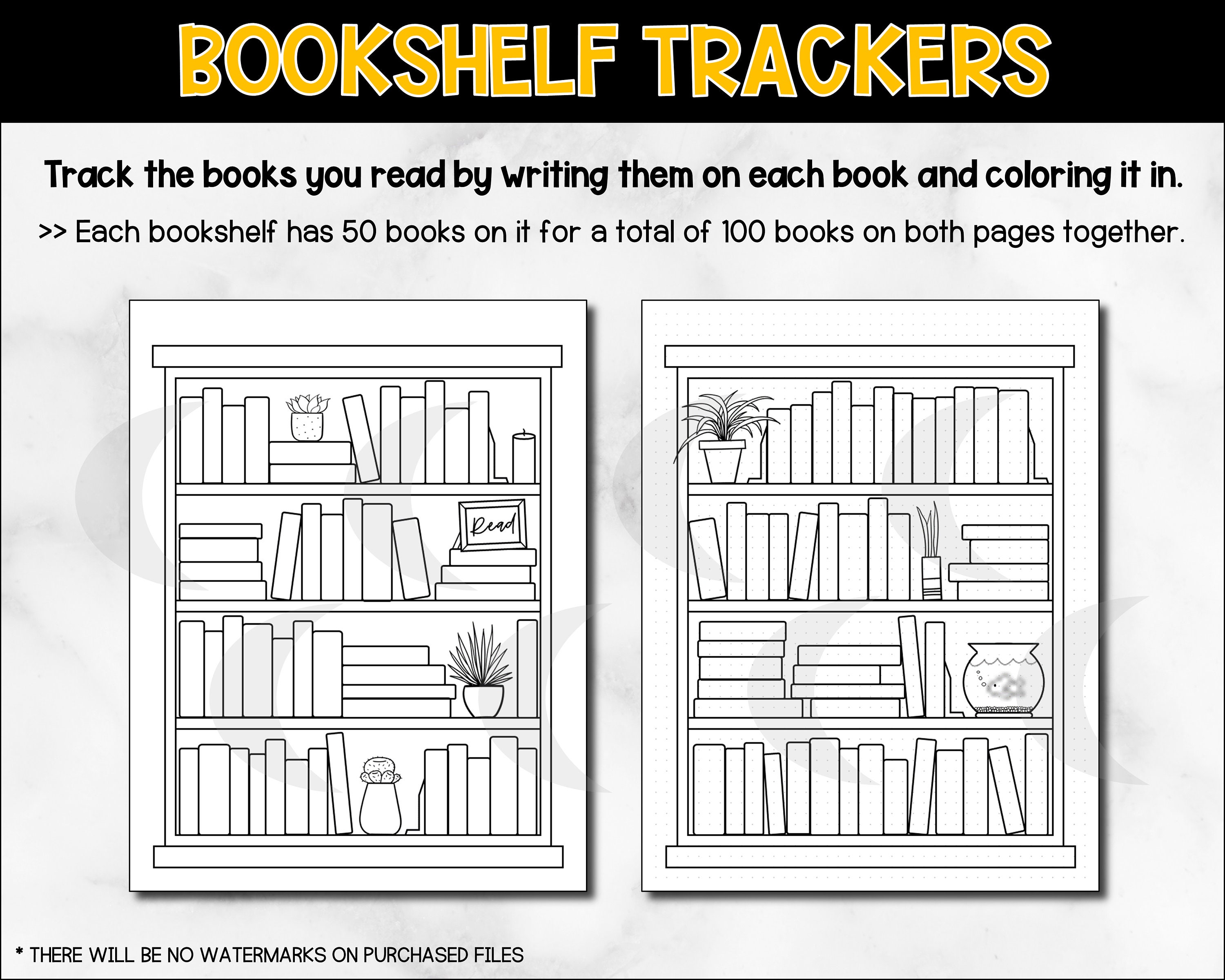Bookshelf Tracker for Reading Journal Planner // Printable, Download ...