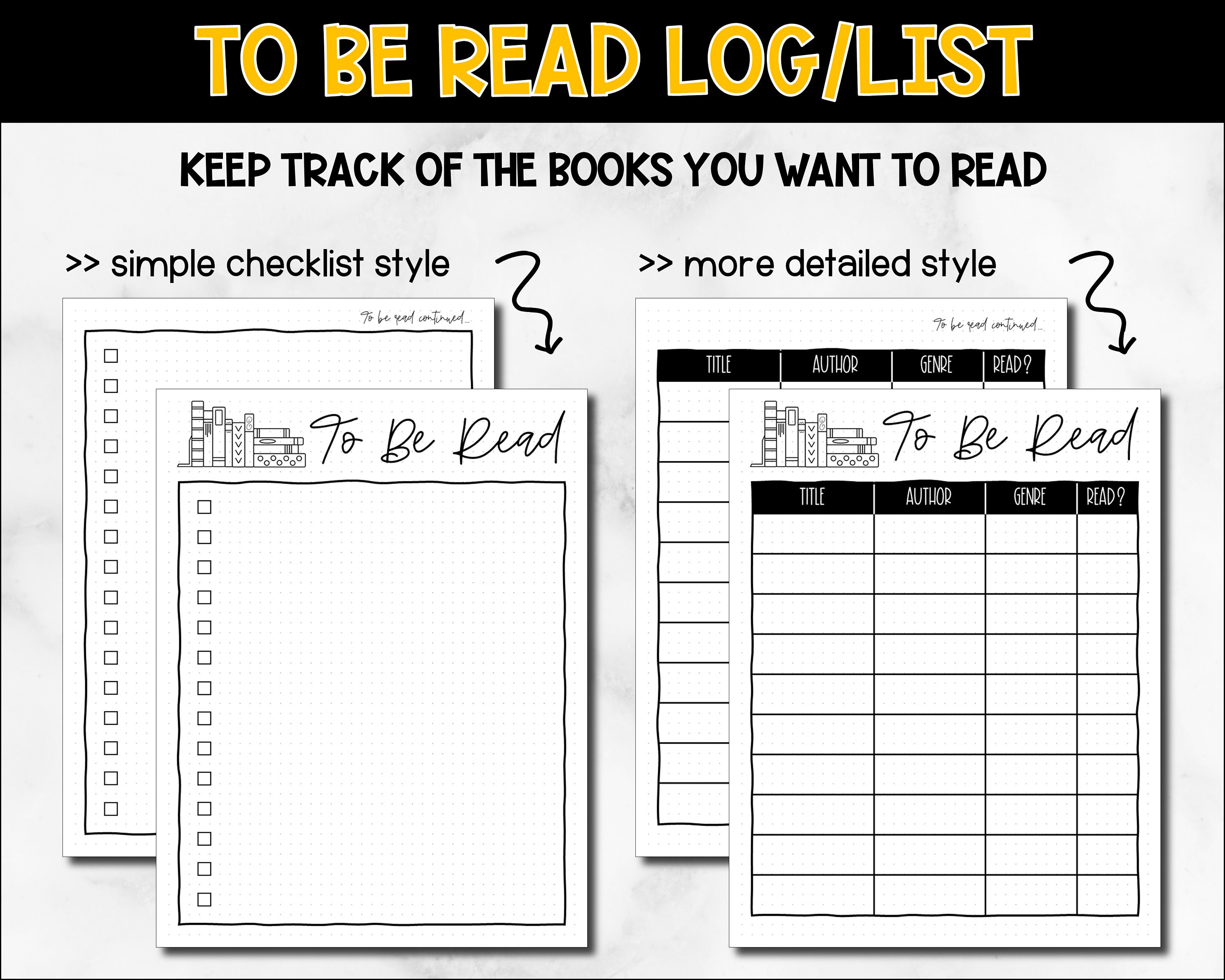 Book Log Reading Tracker for Reading Journal // Printable, Download ...