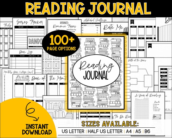 Canva Templates Reading Journal Book and Reading Planner Reading ...