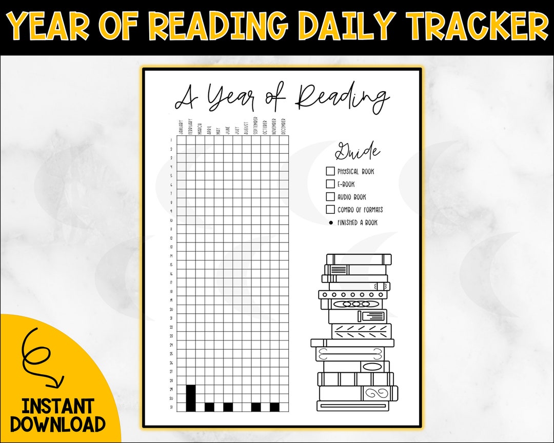 Year of Reading Daily Book Tracker for Reading Journal Planner ...