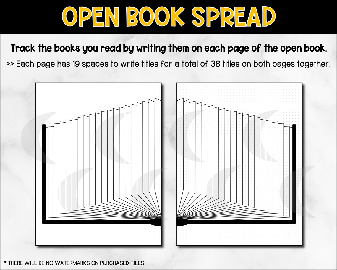 Open Book Tracker for Reading Journal Planner // Printable - Etsy