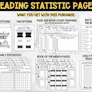 Reading Statistics Pages for Reading Journal // Printable, Download ...