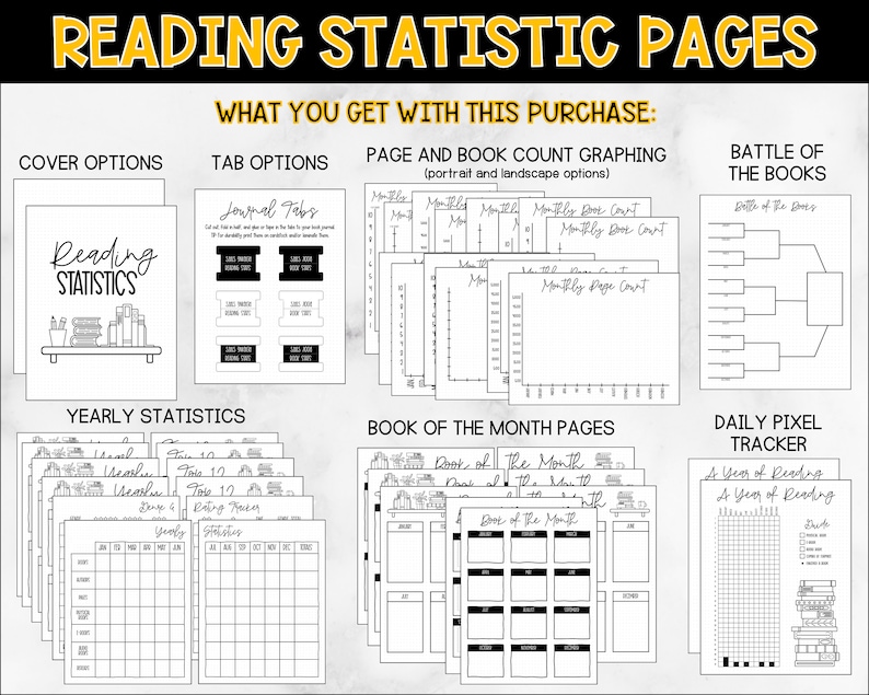 Reading Statistics Pages for Reading Journal // Printable, Download ...