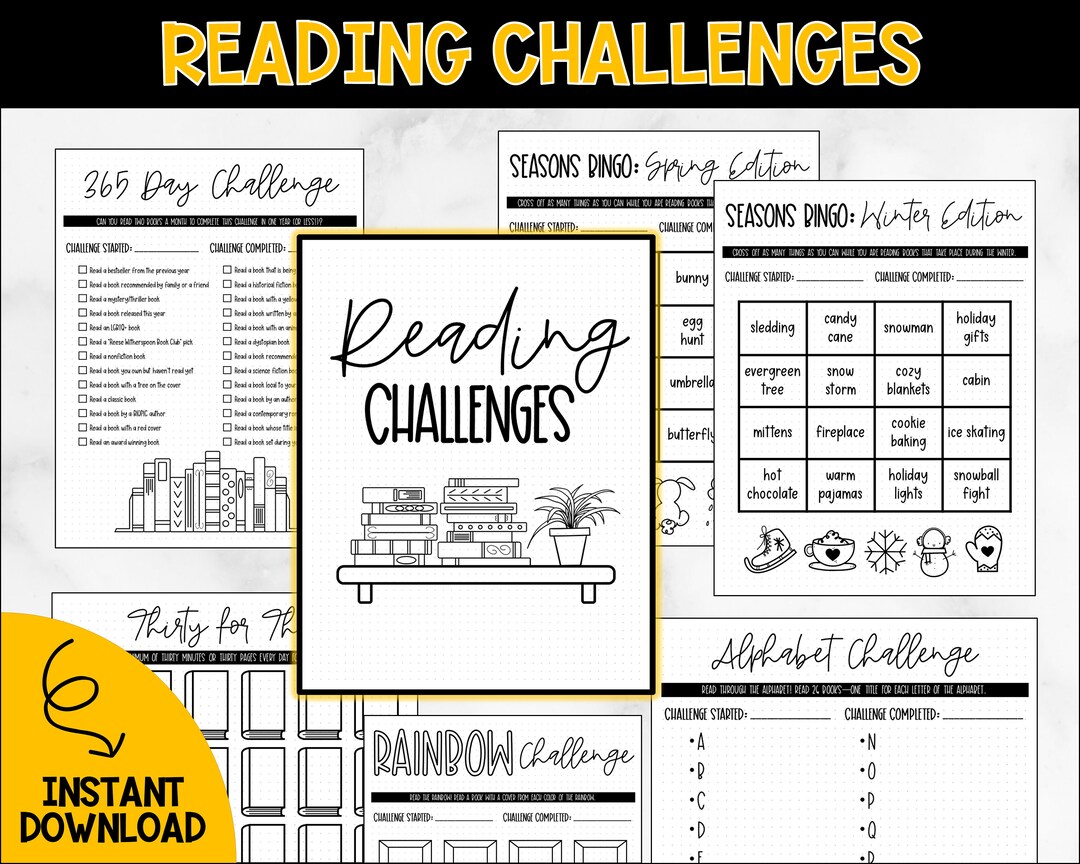 Book Reading Challenges for Reading Journal // Printable, Download ...