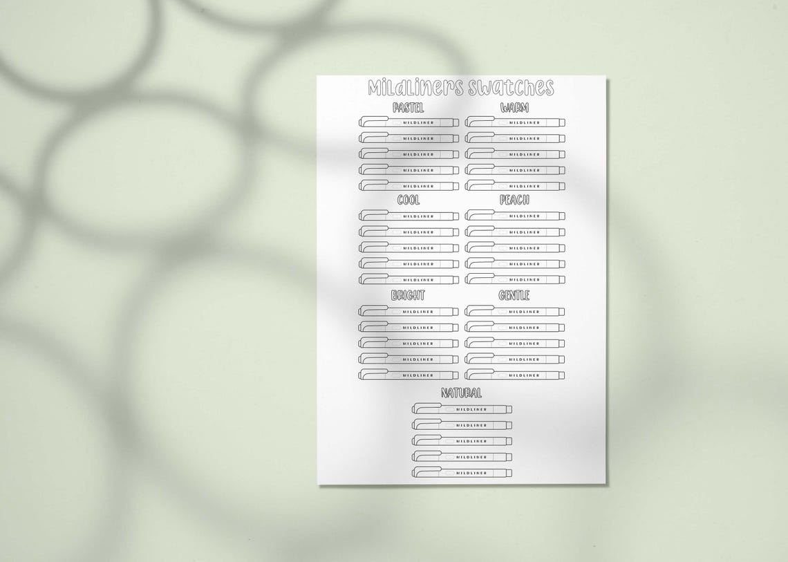 Mildliner Swatches Updated New Colors, Mildliner Markerswatch, Color ...