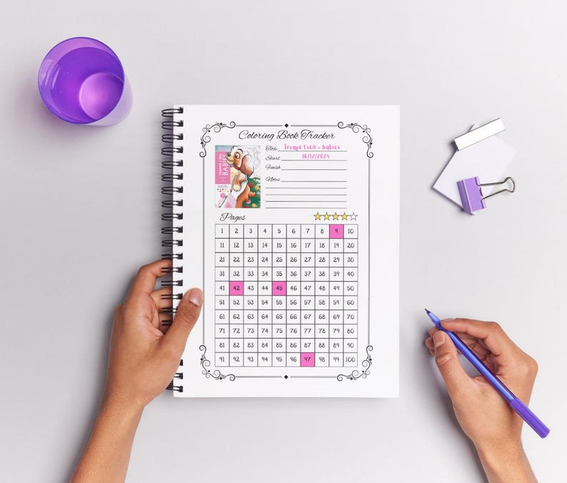 Coloring Book Tracker - Coloring Tracker Template - Adult Coloring Book ...