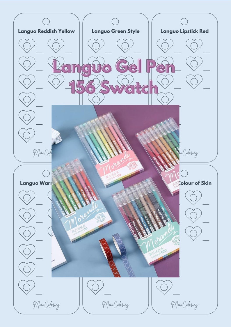 Nuanciers de stylos gel Languo - Modèle d'échantillon de 156 stylos gel ...