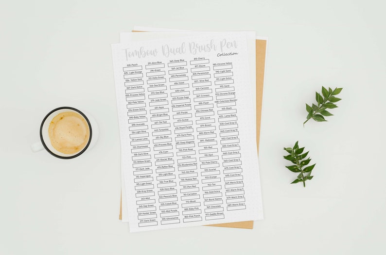 Tombow Swatches, Tombow Marker Pen 108 Swatch, Color Chart, A4, A5 ...