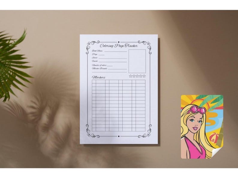Coloring Page Tracker - Solution Barbie - Coloring Tracker Template ...