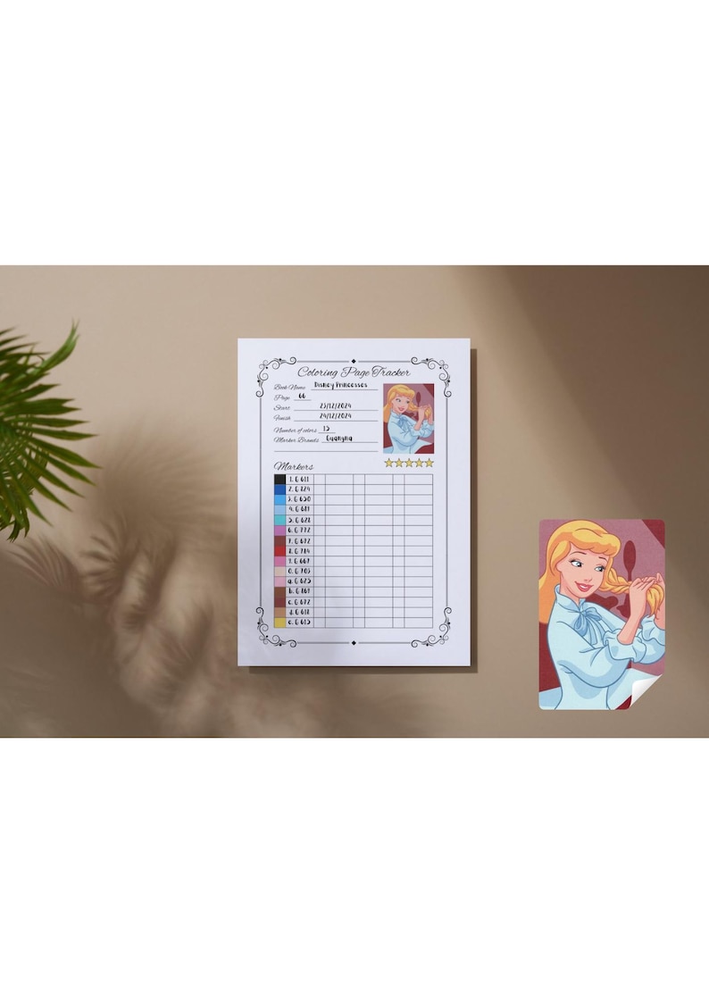 Coloring Page Tracker - Solution Princesses - Coloring Tracker Template ...