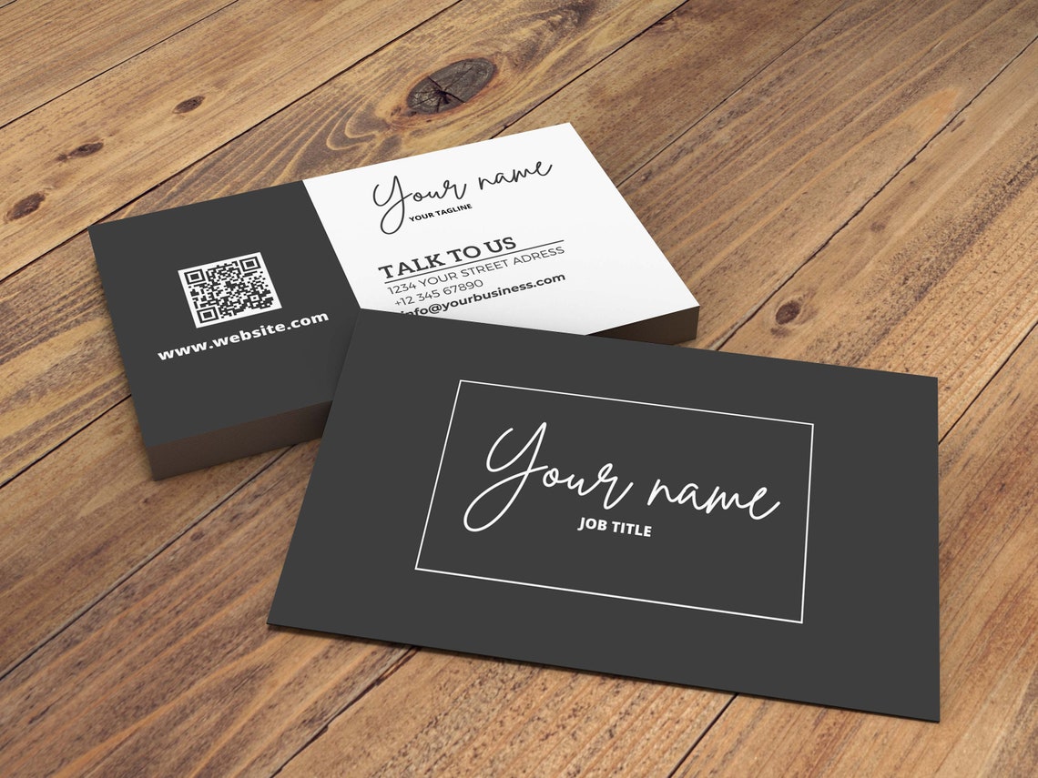 Printable Business Card, QR Code Business Card Template, Editable ...