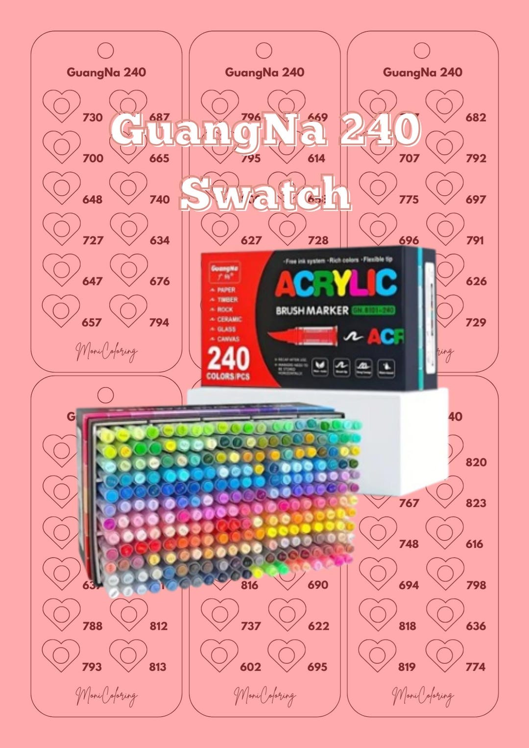 Guangna 240 Swatches - Guangna 240 Acrylic Marker Sample Template PDF ...