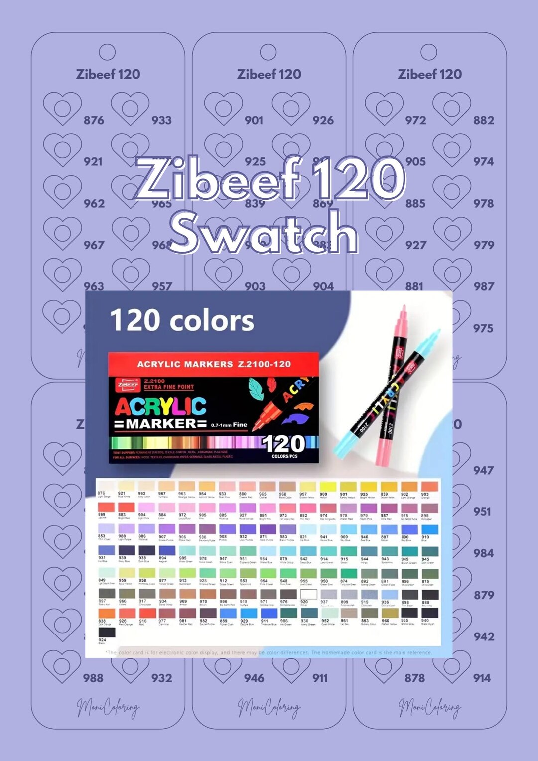 Zibeef 120 Swatches - Zibeef 120 Acrylic Marker Sample Template PDF ...