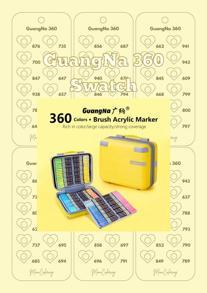 Guangna 360 Swatches - Sample Template of 360 Guangna Acrylic Markers ...