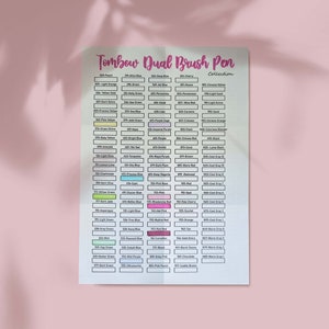 Tombow Swatches, Tombow Marker Pen 108 Swatch, Color Chart, A4, A5 ...