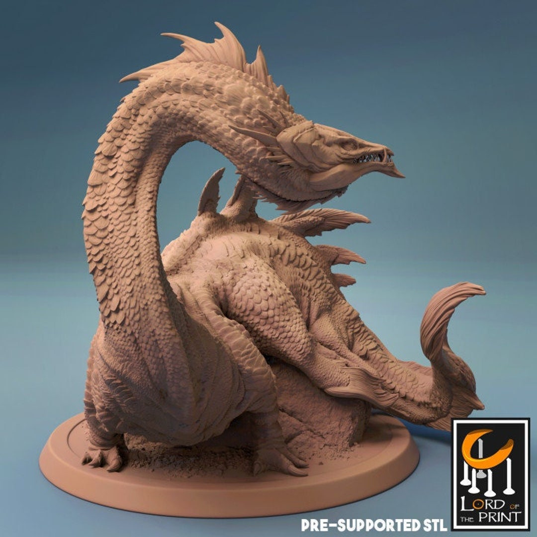 Eel Drake Monster Miniature, 3D Printed Resin Mini, Sea Dragon Tabletop ...