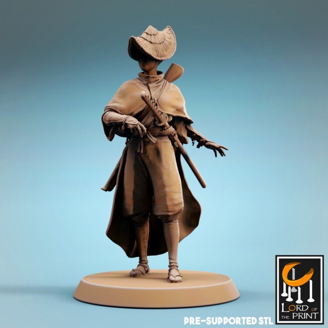 Arquebusier Female Samurai Miniature Model for Dungeons and Dragons, 3d ...