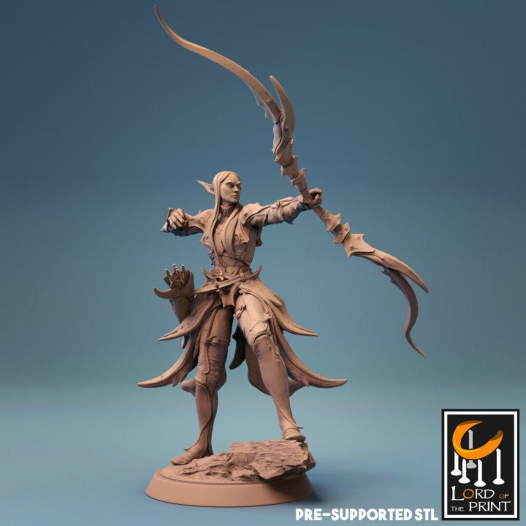 Elf Bow Shot Miniature, Dnd Elf Archer Mini, Tabletop RPG Model ...
