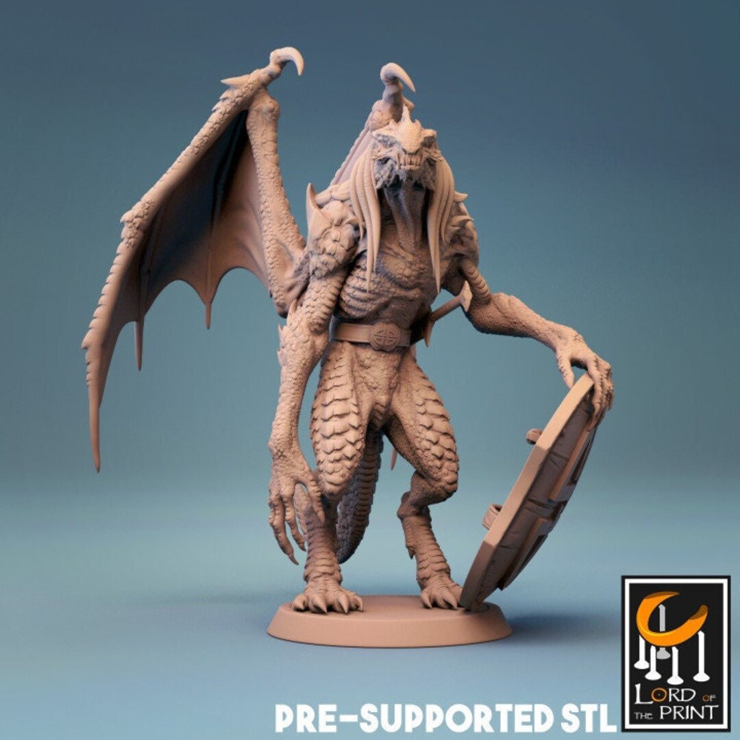 Abishai Warrior With Shield Miniature for Dungeons and Dragons Tabletop ...