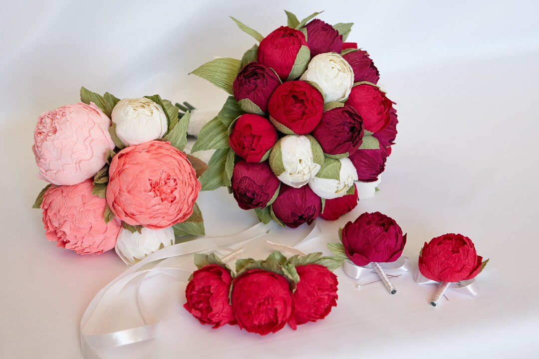 Peony Boutonniere, Paper Flower, Wedding Flower, Wedding Peony, Paper ...