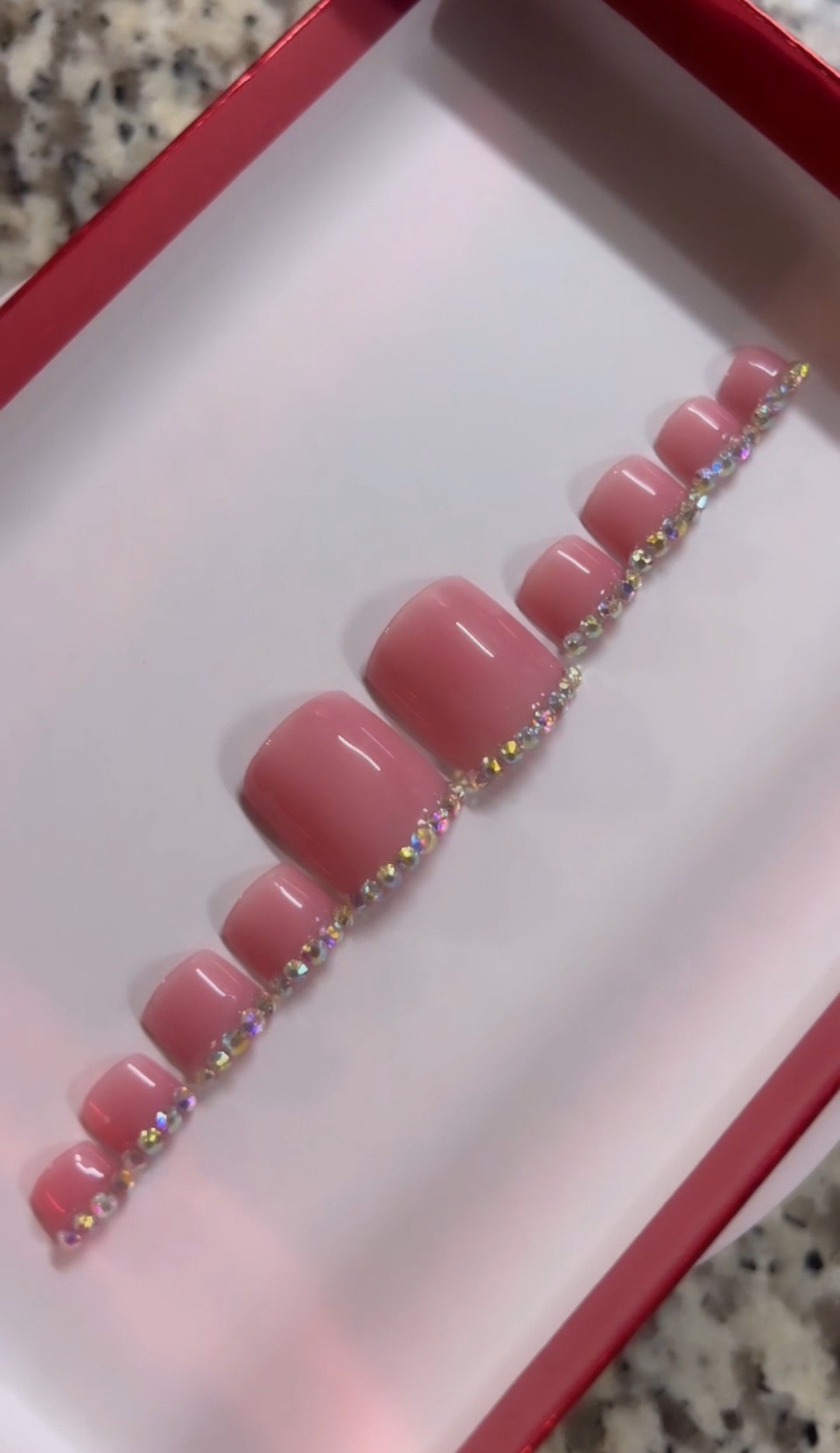 Rhinestone Press on Toes Glue on Toe Nails 10 Piece Nail Set Sparkly ...