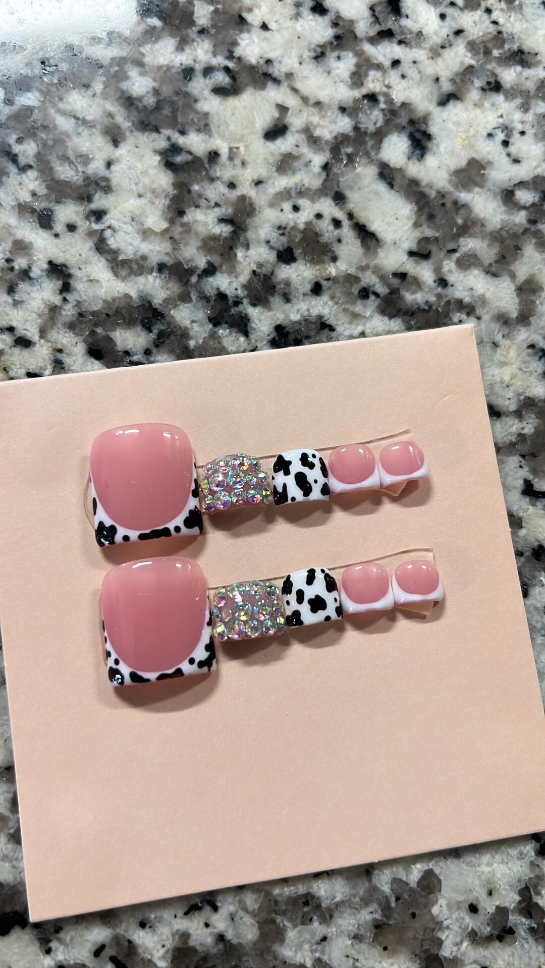 Cow Print French Tip Press on Toe Nails: Glossy Gel Finish - Etsy