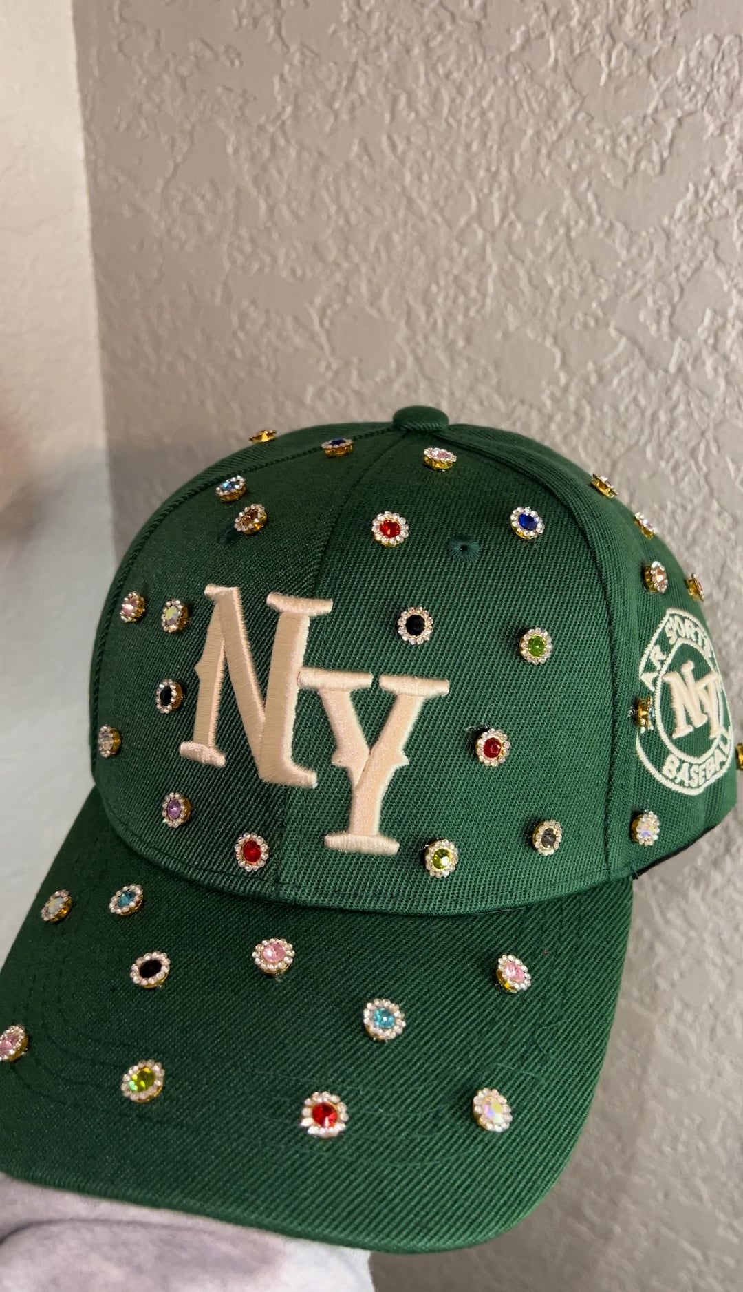 NY Rhinestone Bling Hat | Adjustable Unisex Fashion Hat | Custom ...