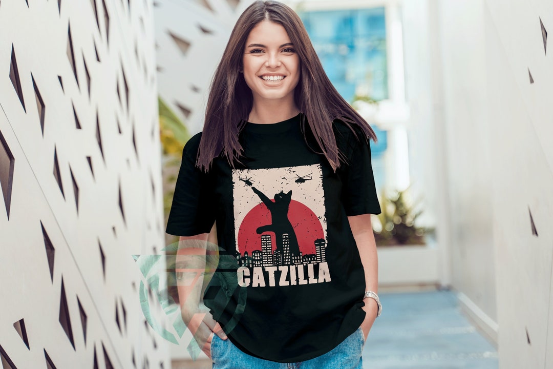 Catzilla Godzilla Shirt Cat Poster Ideal Gift Present Tee, Graphic ...