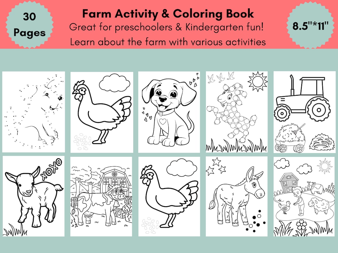Playful Farm Preschool Coloring Pages - Instant Download Homeschool ...