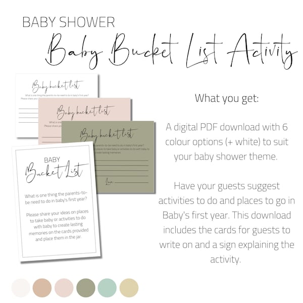 Baby Shower Baby Bucket List - Etsy