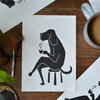Linolschnitt "dog & bean" Linoldruck - Etsy.de