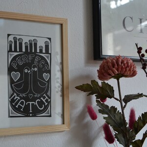 Linolschnitt Turteltauben "perfect Match" Linoldruck - Etsy