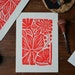 Linocut red Flowers Linoprint A5 Pure White - Etsy
