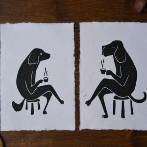 Linolschnitt "dog & bean" Linoldruck - Etsy.de