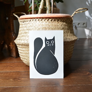 Linocut Cat "allround Cat" Linoprint - Etsy