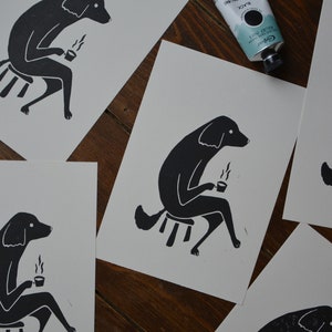 Linocut "dog & Bean" Linoprint - Etsy