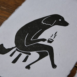 Linolschnitt "dog & bean" Linoldruck - Etsy.de